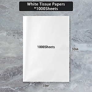 PINWATT 1000 Sheets 20"X30" White Tissue Paper Bulk for Gift Bags Wrapping Paper, Birthday Weddings Showers Christmas Gift Packaging Arts Craft Party Favor Decoration