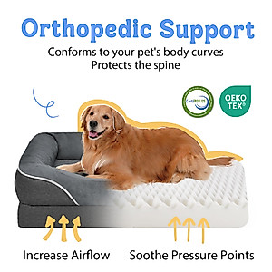Large Orthopedic Dog Bed Washable - XL Dog Couch Sofa - Four Sides Dog Beds Waterproof Non-Slip for Large Sized Dogs