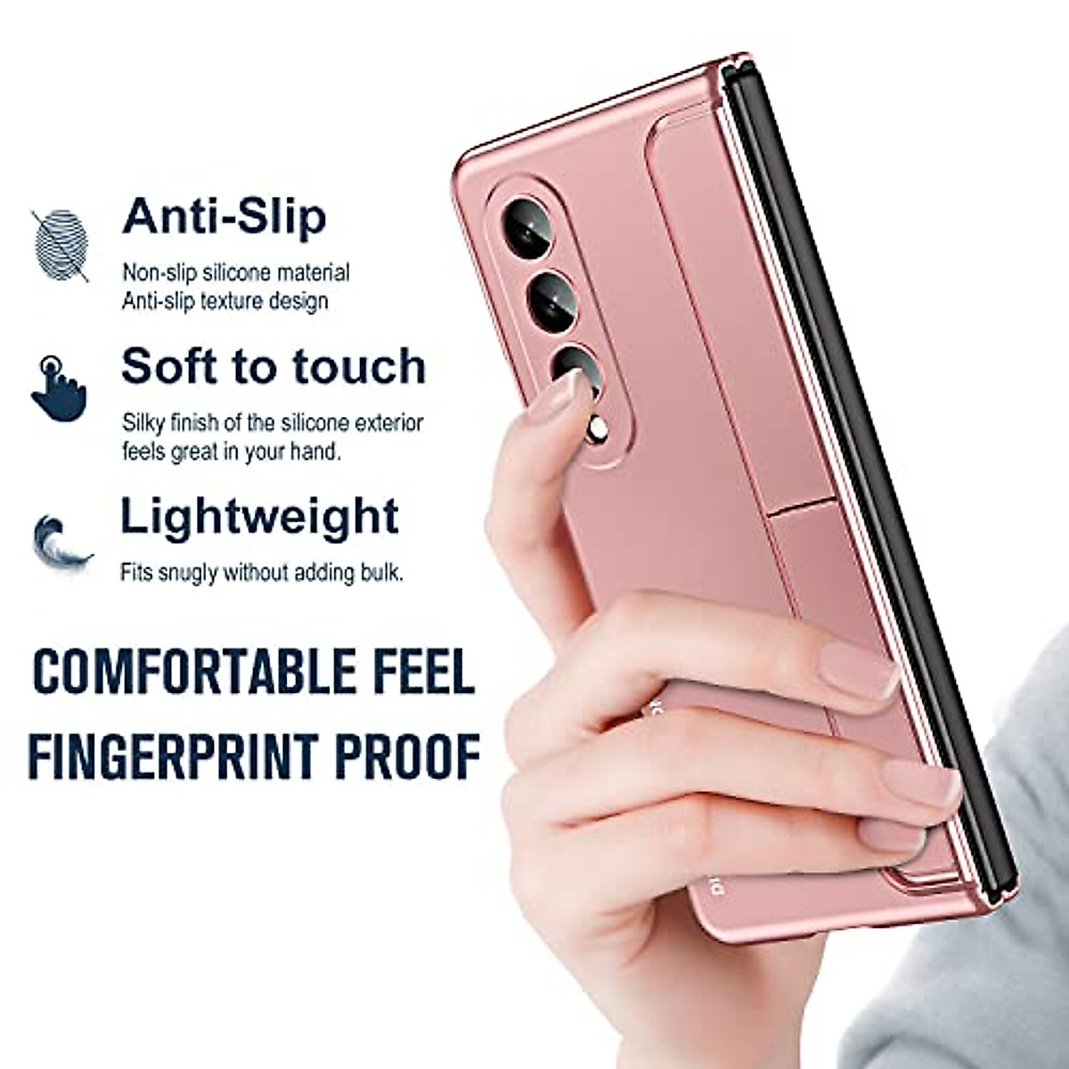 EAXER for Samsung Galaxy Z Fold 4 Case, Full Coverage Protection, Built in Screen Protector Pen Holder Stand Shockproof Rugged Case Cover (Pink)