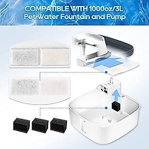 MyfatBOSS Cat Water Fountain Filter and Replacement Pre-Filter Sponges, 12+12 Pack Pet Water Fountain Filters Fit for 100oz/3L Automatic Pet Fountain, Pack of 24