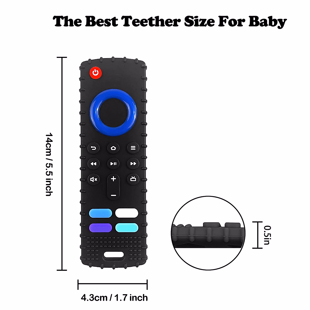 ERSIHUA 2-Pack Silicone Baby Teething Toys, Fire TV Remote Teethers for 6-12-18 Months Infant, Fire Remote Shape Toddlers Silicone Teethers for Boys and Girls Sensory Toy