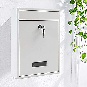 TBMAKE Wall-Mount Mailboxes Mailbox Outdoor Wall Mount Security Locking Mailbox Letter Box for Home Garden Decoration Letter Newspaper Magazine Post Box (Color : Silver)