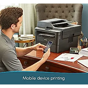 Brother MFC-L2750DW Monochrome Laser Printer All-in-One with Wireless, Auto 2-Sided Printing, Print Scan Copy, 2400 x 600 dpi, 36ppm, 250-sheet, Works with Alexa, Bundle with JAWFOAL Printer Cable