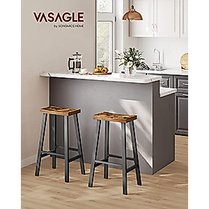 VASAGLE Bar Stools Set of 2, Counter Height Stools, Bar Chairs with Footrest, 29.1 Inches Tall Kitchen Breakfast Stools, Industrial, Living Room Party Room, Rustic Brown ULBC094B01