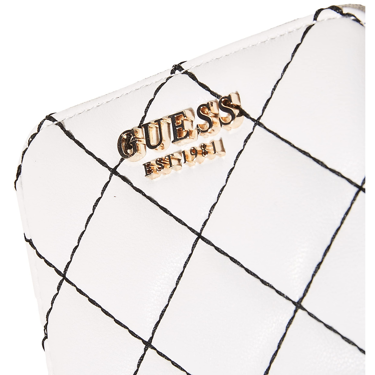 GUESS womens Cessily Small Zip Around Wallet, White Multi, one size US
