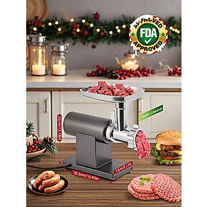Flyseago Meat Grinder Electric 3200W Heavy Duty Meat Mincer Chopper Machine Touch Control Multifunctional with Cutting Blade 3 Grinding Plates 3 Sausage Stuffers Kubbe Kit for Household&Commercial