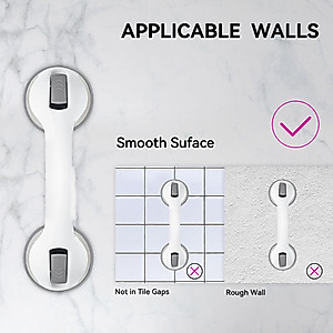 Grab Bars for Bathtubs and Showers (2 Pack) 12-inch, Shower Handles for Elderly Suction, Shower Grab Bars for Seniors, Non-Slip Suction Grab Bars for Shower, Grab Bars for Elderly for Wall