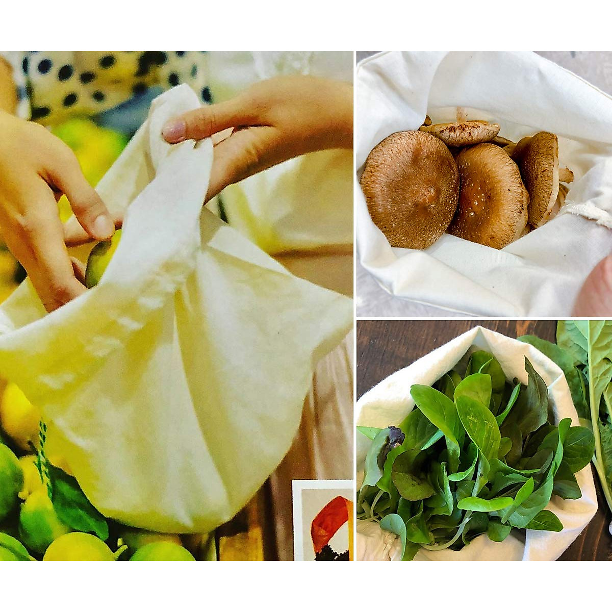 Muslin Produce Bags - Organic Cotton Produce Bags - Cloth Grain Bags - Cloth Vegetable Bags - Cloth Bread Bags - Vegetable Bag Cloth - Produce Bag, Cotton Vegetable Bag Set of 7 (XXL, XL, L, M, S, XS)