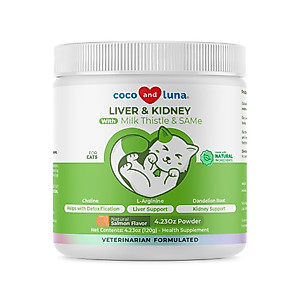 Milk Thistle for Cats - 4oz Powder - Natural Liver Support for Cats - with Same and L-Arginine - Detox, Hepatic Support, Promotes Liver Healthy Function for Cats, Kidney Support (for Cats)