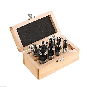 8Pcs Straight&Tapered Wood Tenon Plug Hole Cutter Drill Bit 5/8" 1/2" 3/8" 1/4"