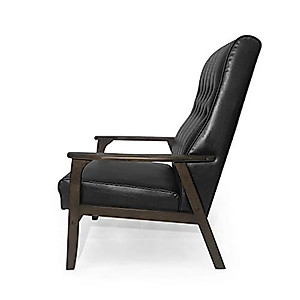 Christopher Knight Home Judy Accent Chair, Matte Black, Walnut