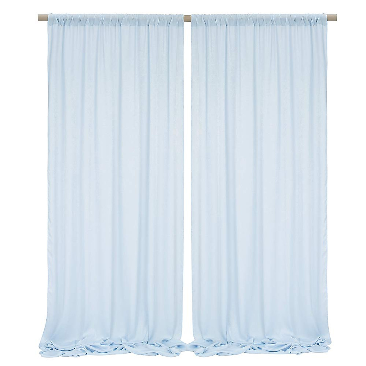 SHERWAY 9.6 Feet x 10 Feet Light Blue Silky Soft Curtain Wedding Backdrop Drapes, Slightly Shiny Satiny Window Curtains for Party Ceremony Decoration