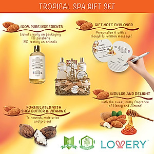 Valentines Day Gifts Womens Gifts, Gift Baskets for Women Who Have Everything, Home Spa Honey & Almond Scent, Luxury Bath & Body Set - Shower Gel, Bubble Bath, Body Lotion, Salts, Bath Bomb, Bath Puff