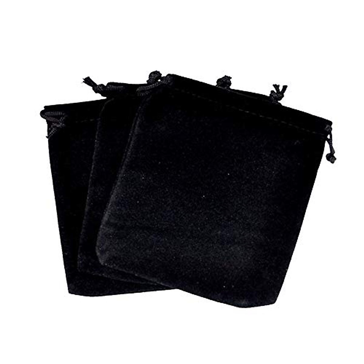 100pcs Velvet Drawstring Gift Bags Jewelry Bags Pouches (Black, 2.8" X 3.6")