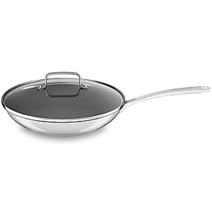 KitchenAid Stainless Steel 12" Nonstick Skillet Fry Pan with lid Dishwasher Induction Safe