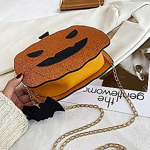 Halloween Pumpkin Crossbody Bags Women Devil Purse Fashion Trick or Treat Shoulder Handbag Girls Tote Candy Bag (Orange)