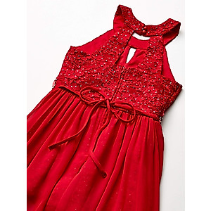 Speechless Girls' High Neck Romper Maxi Walk-Through Party Dress, Red Radiance, 16