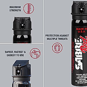 SABRE Magnum 120 Pepper Spray, 40 Bursts, 12-Foot (4-Meter) Range, Extra Large 92.4 Gram Canister, UV Marking Dye, Flip Top Safety, Black