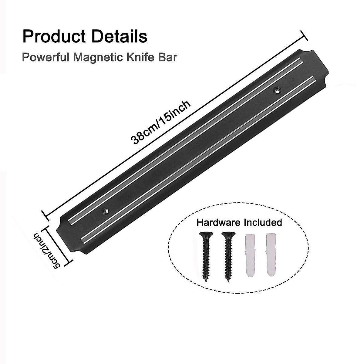 Magnetic Knife Strips,15 Inch Knife Storage Strip, Multi-Purpose Magnetic Knife Bar Rack Block for Kitchen Utensil Holder,Magnetic Tool Organizer, Home Organizer (2 Pack)