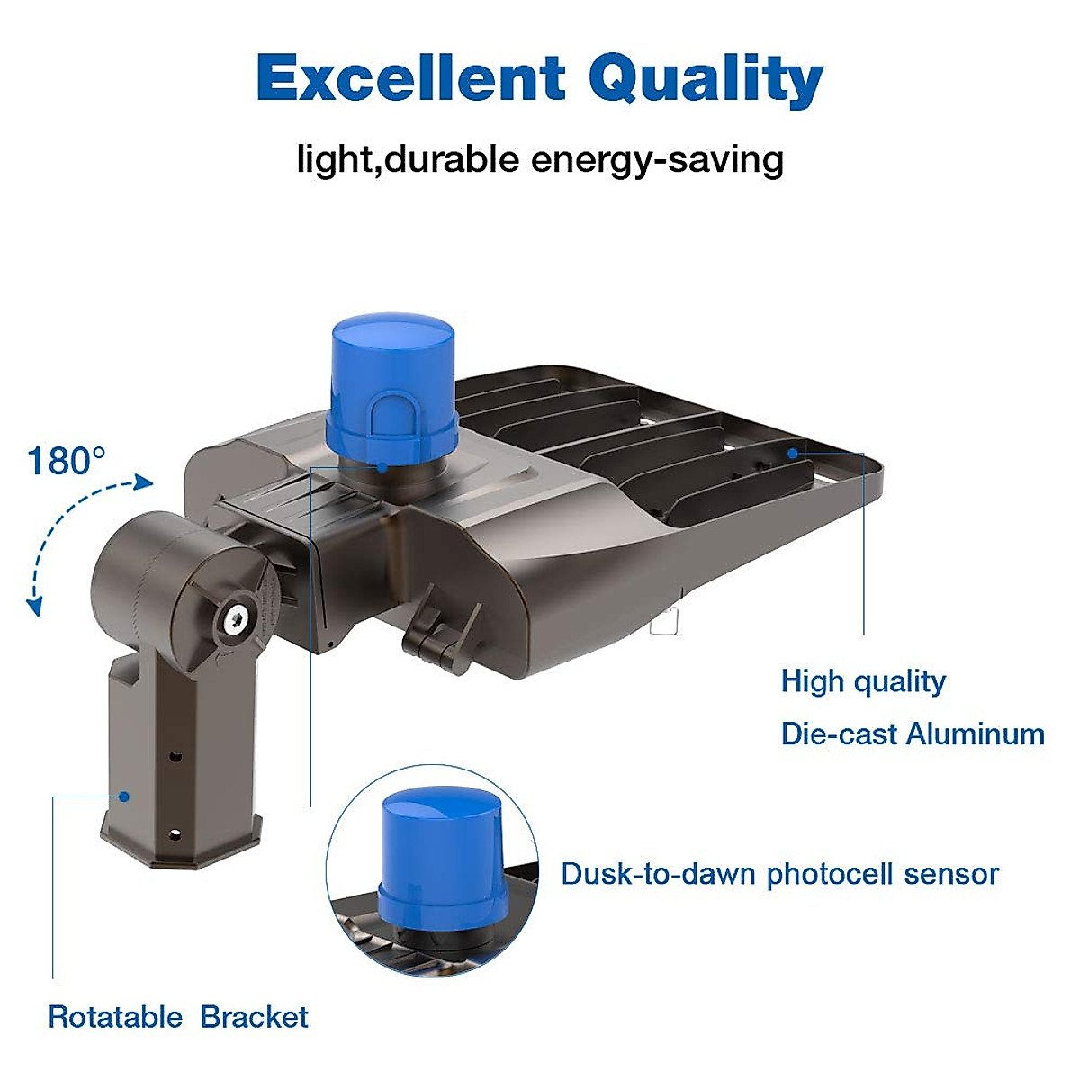 ABODONG LED Parking Lot Light 150W 21,000LM (140LM/W) 5700K LED Street Lights with Adjustable Slip fit Mount Dusk-to-Dawn Photocell Sensor IP66 Outdoor Commercial UL & DLC Certified