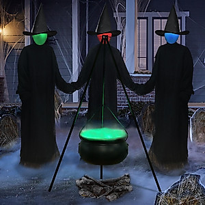 Halloween Decorations Outdoor - Halloween Party Decorations - Large Witches Cauldron on Tripod with Lights - Black Plastic Bowl Decor - Hocus Pocus Candy Bucket Decoration for Home Porch Outside