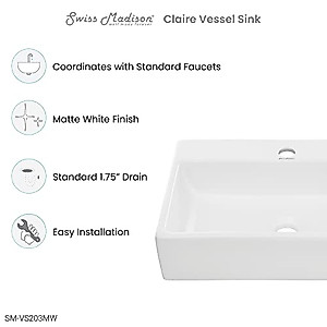 Swiss Madison SM-VS203 Claire 20" Rectangle Vessel Sink