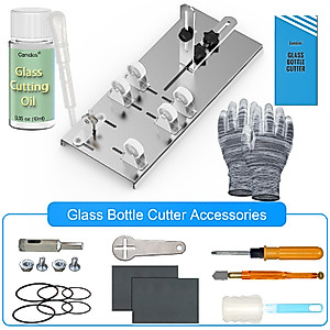 Glass Bottle Cutter, Upgraded Glass Cutter for Bottles with Glass Cutting Oil, Glass Cutting Kit for Wine, Beer, Liquor, Whiskey, Alcohol, Champagne, Bottle Cutter for Round Bottles by Camdios