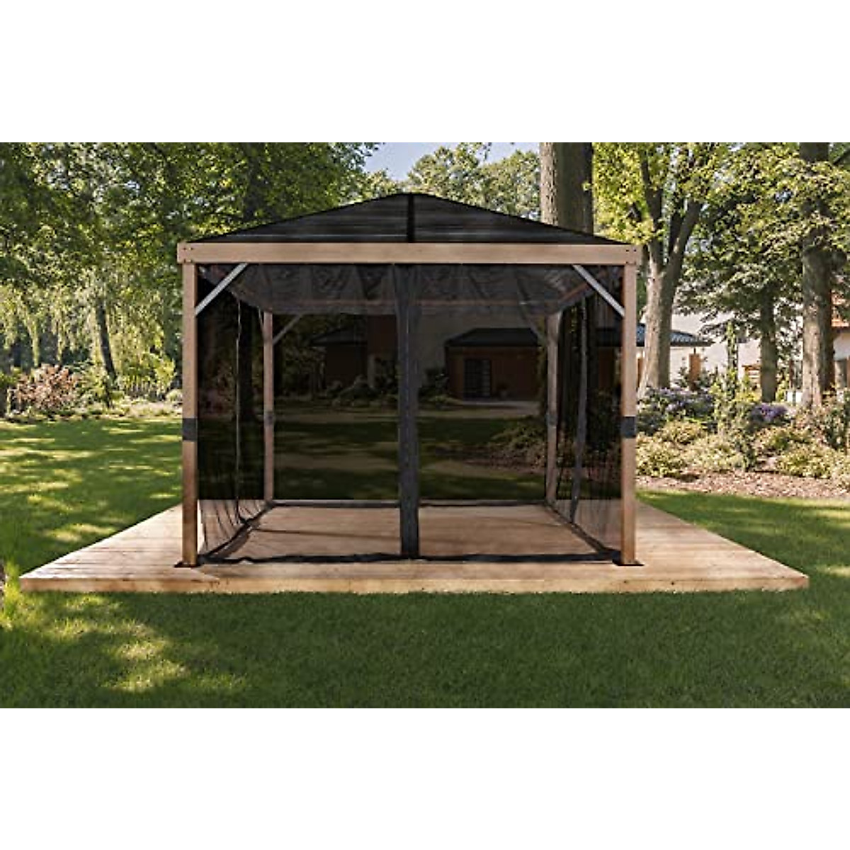 Sojag Outdoor 8' x 8' Sanibel Hardtop Gazebo Outdoor Sun Shelter, Wood Finish