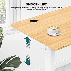 SMUG Height Adjustable Electric Standing Desk, 48 x 24 Inches Sit Stand up Desk Home Office Computer Desk, Ergonomic Desk with Memory Controller Standing Table Natural