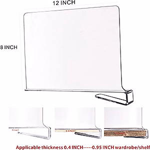 Cq acrylic 4PCS Shelf Dividers for Closets,Clear Acrylic Shelf Divider for Wood Shelves and Clothes Organizer Purses Separators Perfect for Kitchen Cabinets and Bedroom Organizer,Clear