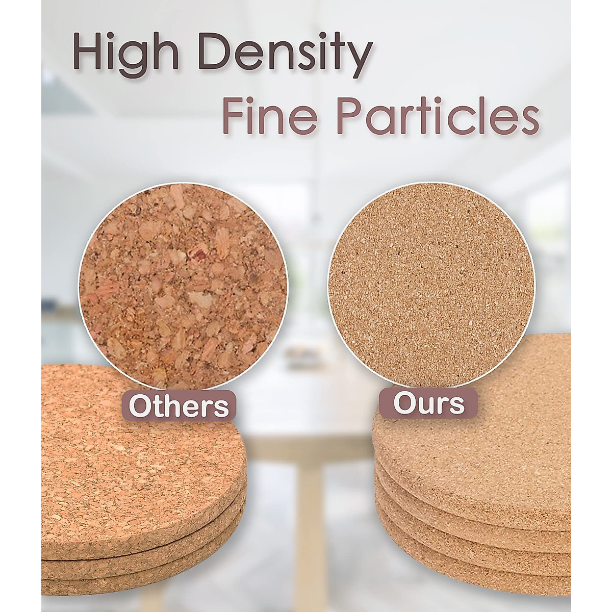 KITLAB Cork Trivet, 8 Pack High Density Thick Cork Trivets for Hot Dishes, 8 Inch Heat Resistant Multifunctional Cork Coaster, Cork Hot Pads for Table & Countertop