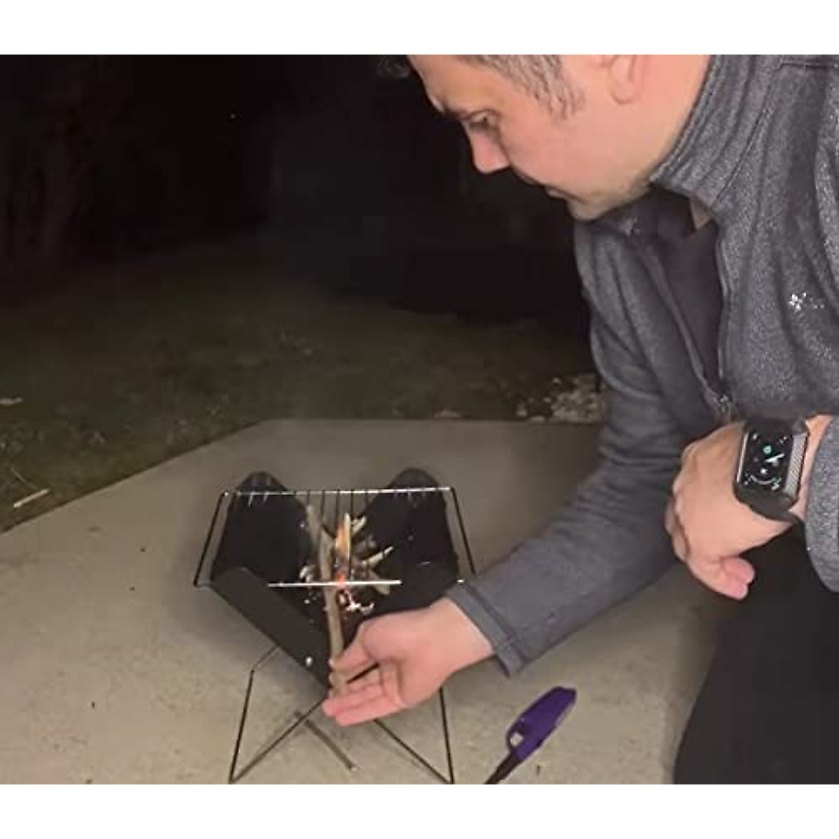 Mini Tabletop Charcoal Grills, Portable BBQ,Fire Pit Bowl, Foldable Heavy Duty Camping Stove, Hibachi Grill, for Indoor and Outdoor Wood Burning, Car Traveling, Backpacking and Picnic