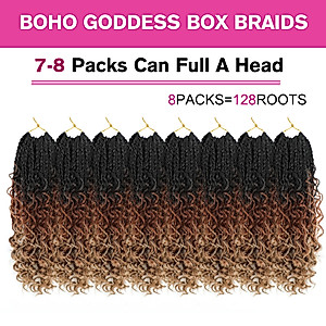 12inch Goddess Box Braids Crochet Hair Crochet Box Braids Curly Ends 3X Bohemian Crochet Box Braids Hair Synthetic Crochet Hair Extensions