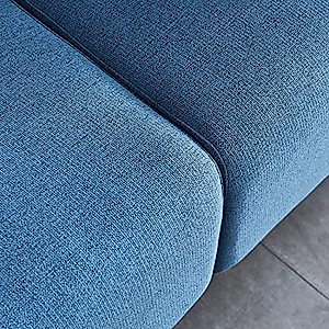 Hommoo Modern Reversible Sectional Sofa Couch for Living Room U Shaped Sectional with 2 Ottomans Comfy Linen Fabric 4 Seat Sofa with Metal Legs Large Modular Sofa Couch with Pillows 143" Blue