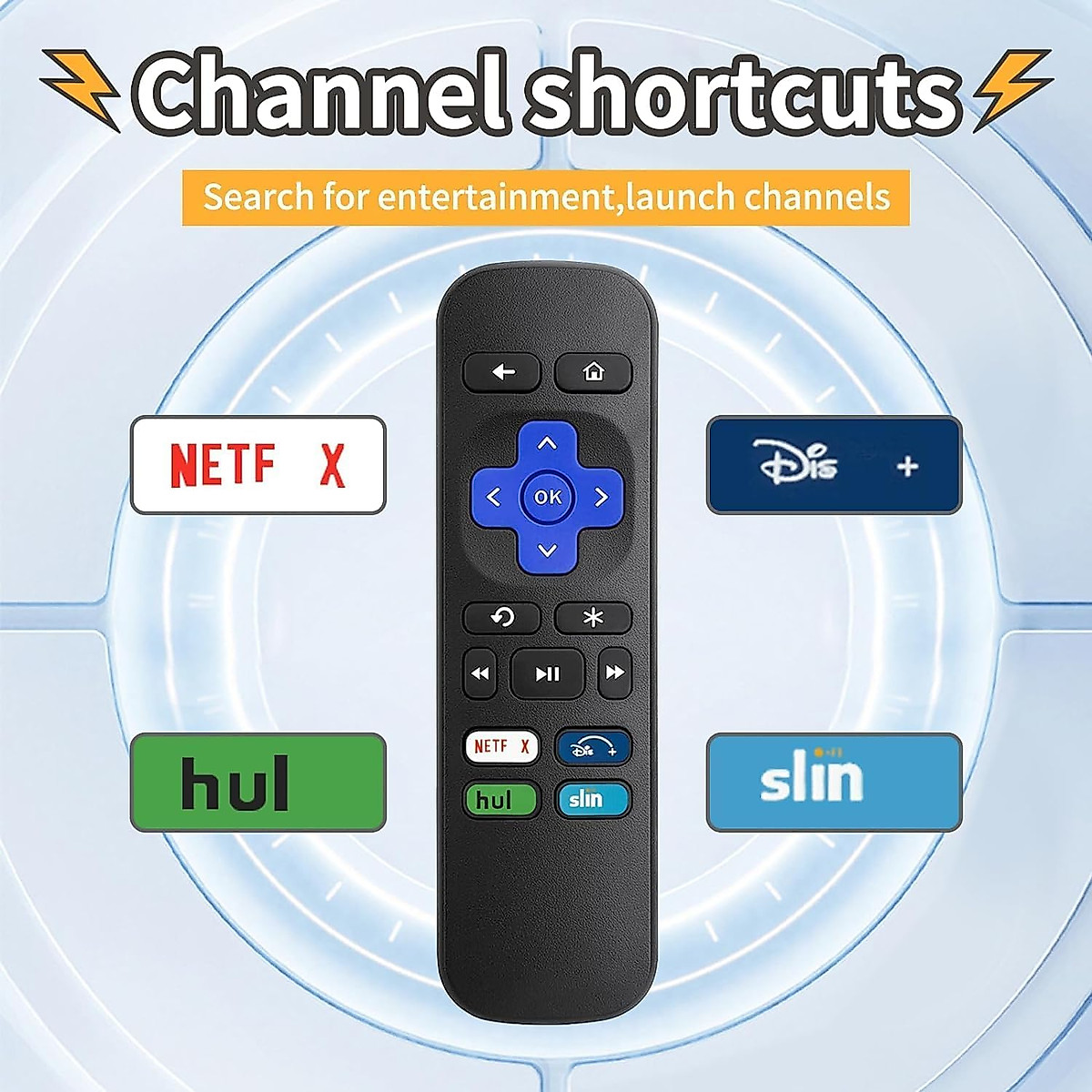 EFGWXYZ (2 Pack) Replacement Remote Control for Roku Express, Compatible with Roku Premiere, for Roku Box, for Roku Player, for Roku 1 2 3 4 -【NOT for Any Stick or TV】 H-NDHS