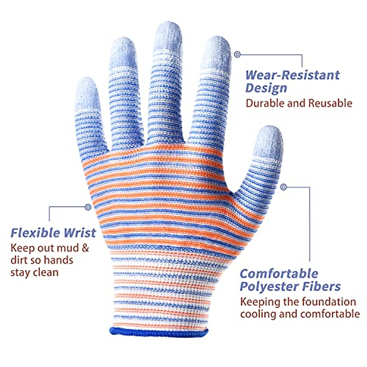 TOBEHIGHER Gardening Gloves for Women - Gardening Gloves 12 Pairs, Breathable Rubber Garden Gloves, Outdoor Protective Working Gloves