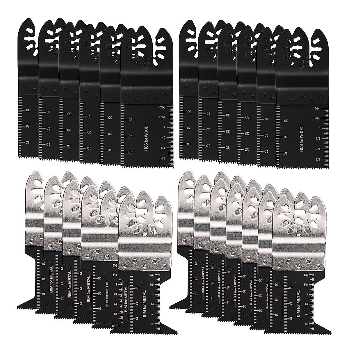 HIFROM Wood/Plastic & Bi-Metal Oscillating Multitool Quick Release Saw Blades Compatible with Fein，Porter Rockwell Cable,Bosch Craftsman(12 Pack)