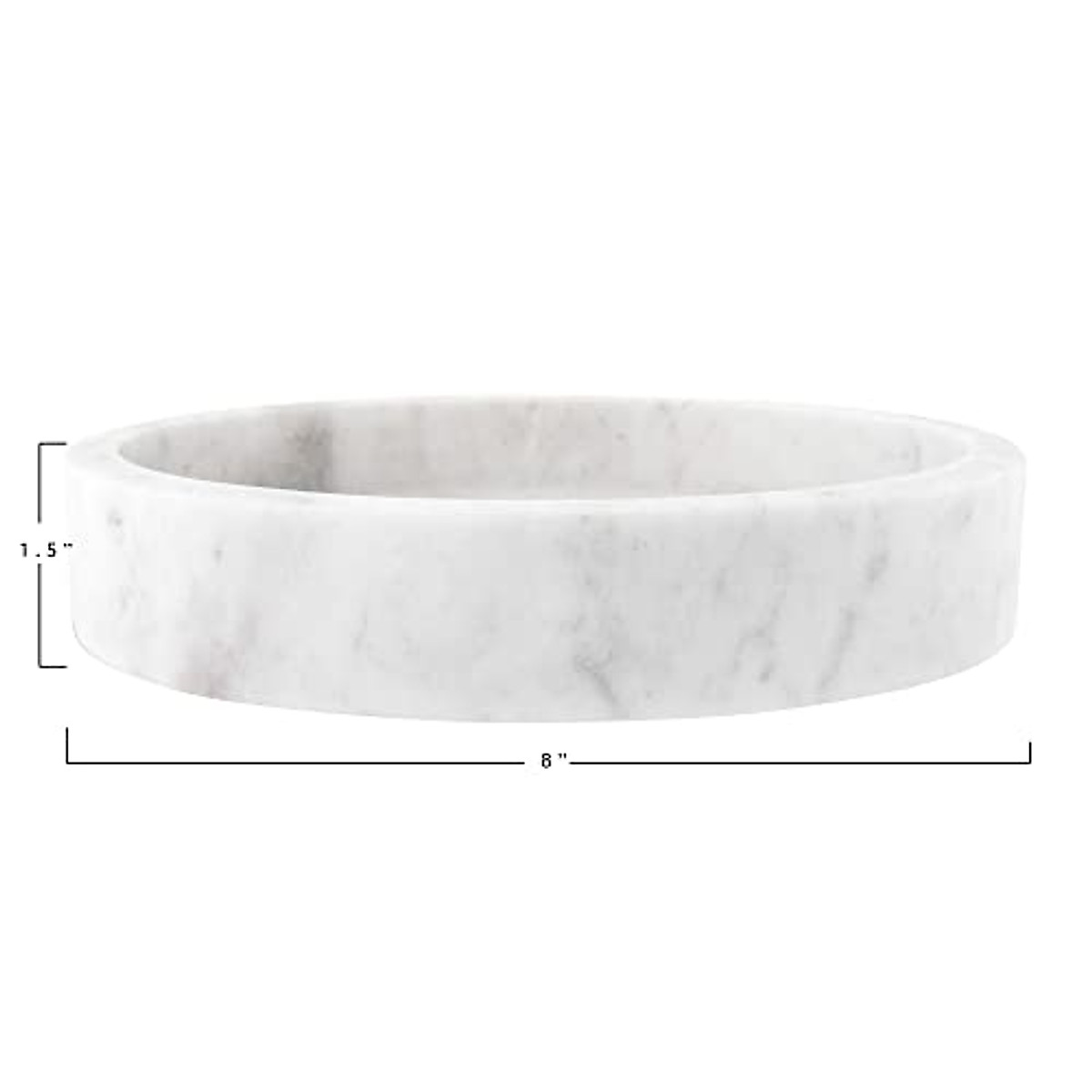 Creative Co-Op Minimalist Round Carved Marble Tray or Charcuterie Board, White