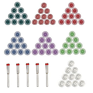 75Pcs 1 Inch Radial Bristle Disc Brush with 1/8" Shank Abrasive Bristle Disc Set for Wood Jewelry Mold Polishing.- Mixed Grit 80/200/320/400/600/1000/2000