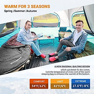 KingCamp Extra Wide Sleeping Bags - Adult XL Sleeping Bag, Cotton Flannel Sleeping Bag, Camping Sleeping Bags for 3 Seasons for Hiking and Outdoors Adventures, Waterproof & Compact & Lightweight