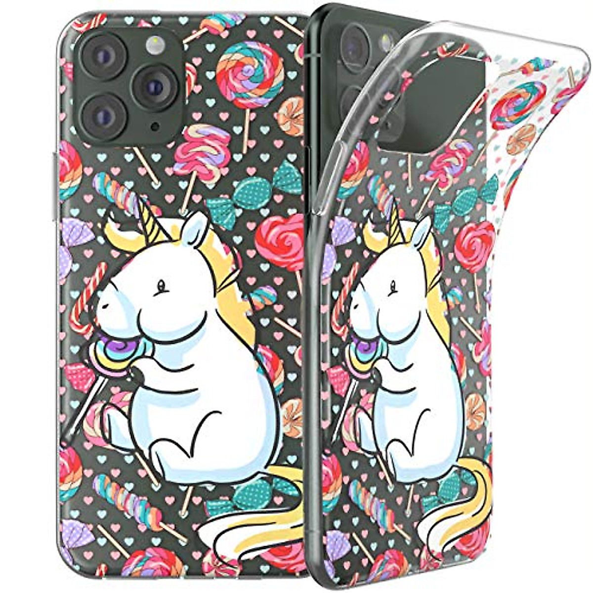 Toik Slim TPU Case for Apple iPhone 11 Pro Xs Max Xr 10 X 8 Plus 7 6s 5s SE Cover Unicorn Protective Cute Print Women Girls Funny Lightweight Clear Sweets Flexible Silicone Gift Design Chubby