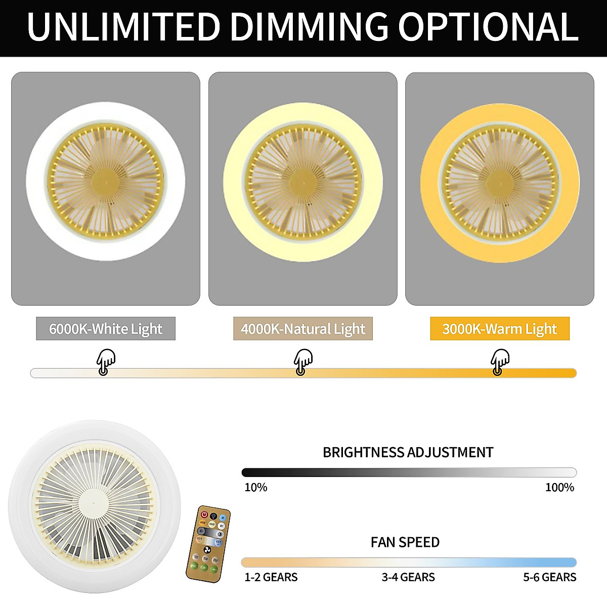 AOSUI Screw in Ceiling Fan in Light Socket 10in E26 30W Dimmable Socket Fan Small Ceiling Fan with Light, Plug in Light Bulb Ceiling Fan with Remote Perfect for Small Rooms, RVs, and Restaurants