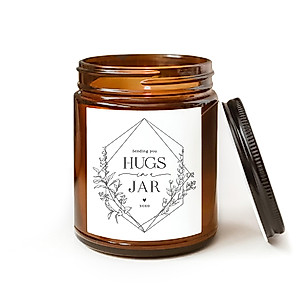 ThreeKin Warm Hugs Scented Candles for Home, Natural Soy Wax, Relaxing Aromatherapy Gifts, Essential Oils Scented, Long-Lasting Candle Burns for 75-Hours, Lemongrass Lavender Scent