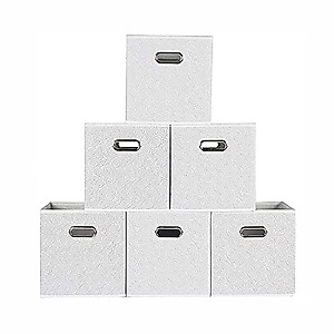 ENOVA HOME Fabric Storage Bins with Metal Handles Collapsible Storage Bins Storage Basket Fabric Organizer Storage Organization (Set of 6)