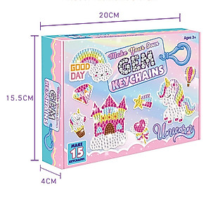 kungerlly 15 PCS Arts and Crafts GEM Keychains for Kids Ages 8-12,Diamond Painting Keychains Kits by Number,Mosaic Toys and Gifts for Girls Ages 3-5 4-6 6-8 (Unicorn Donut Set)