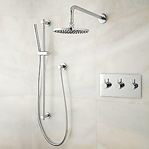 Signature Hardware 925942 Tosca Thermostatic Shower System with Rainfall Shower Head and Hand Shower - Rough In Included