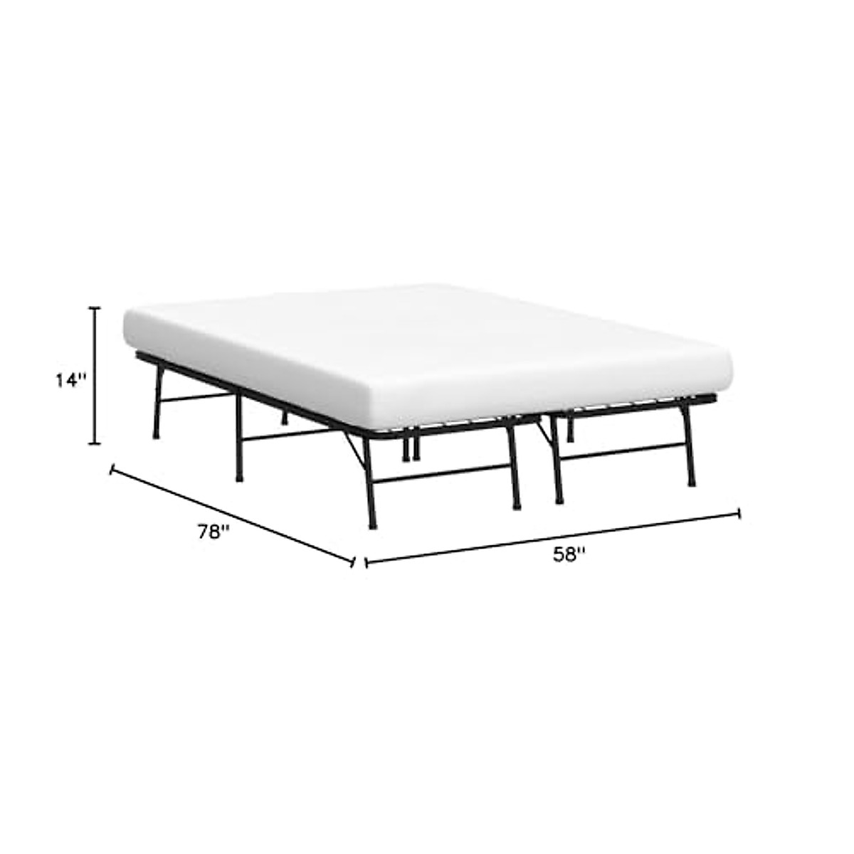 Linenspa Folding Metal Platform Bed Frame - No Box Spring Needed - Underbed Storage - Simple Tool Free Assembly - Mattress Foundation - 14" High - Traditional Design - Sturdy Steel - Queen Size