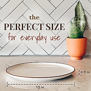 Mora Ceramic Dinner Plates Set of 6, 10 inch Dish Set - Microwave, Oven, and Dishwasher Safe, Scratch Resistant, Modern Rustic Dinnerware- Kitchen Porcelain Serving Dishes - Vanilla White