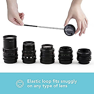 Foto&Tech Camera Lens Cap Keeper Holder with Elastic String Anti-Loss. Compatible with Canon, Nikon, Sony, Panasonic, Fujifilm, Pentax, Sigma DSLR SLR Evil Mirrorless Cameras Video Cameras (3 Pack)