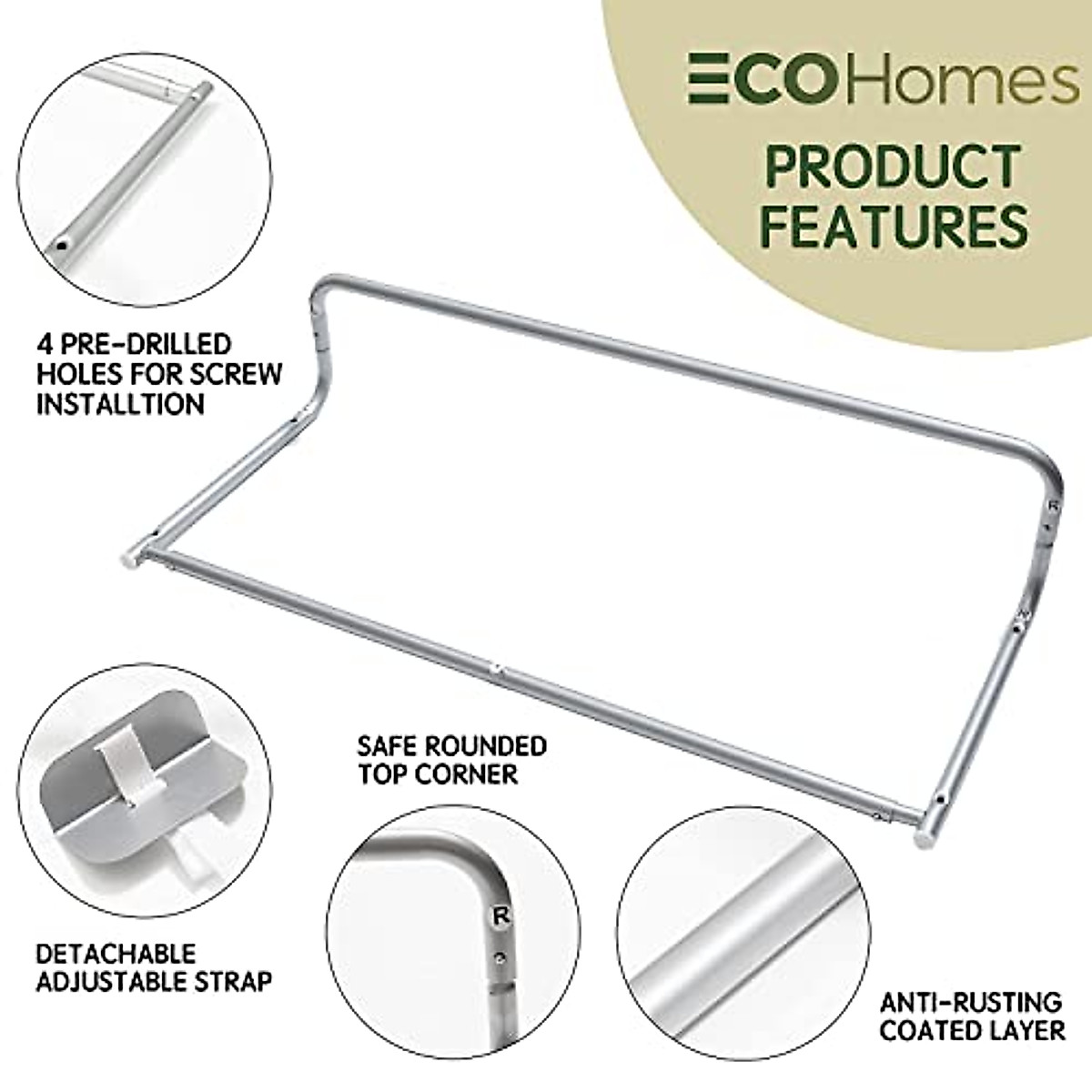 ECOHomes Mattress Retainer Bar for Foot of Beds for Home, RV | Non Slip Gaskets Metal Bar Holder for Bottom of Bed Frames & Adjustable Beds - Guard Rail Stops Mattress from Sliding, Moving & Slipping
